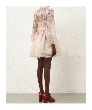 Zimmermann Luna Lace Lantern Mini Dress - No
