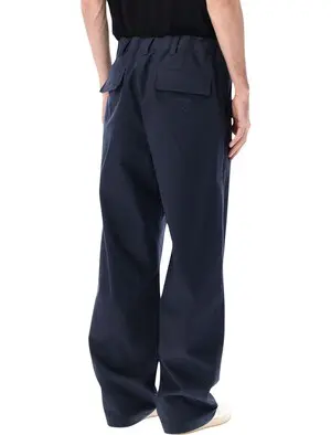 Prada Wide-leg Cotton Trousers With Triangle Patch