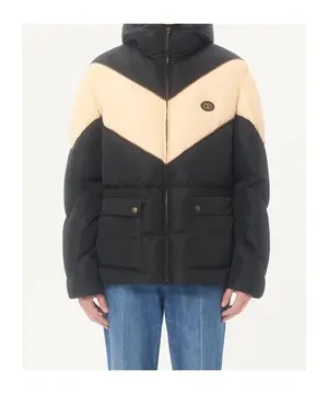 Valentino Garavani Chevron Zip-up Hooded Jacket With V Logo