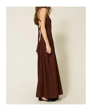 TWINSET Open-back Maxi Dress With Pleated Skirt