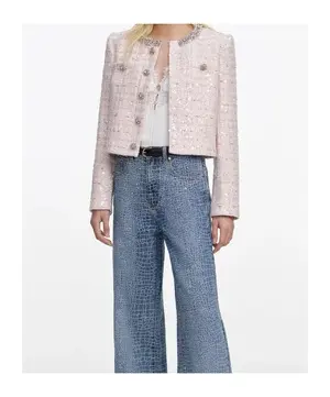 SELF-PORTRAIT Embellished Cropped Jacket - Multicolor