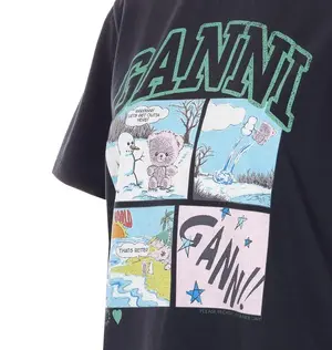 GANNI Bear Comic Teddy T-shirt - Phantom Black