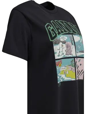 GANNI Bear Comic Teddy T-shirt - Phantom Black