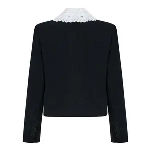 SELF-PORTRAIT Broderie Anglaise Collar Cropped Blazer