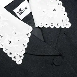 SELF-PORTRAIT Broderie Anglaise Collar Cropped Blazer