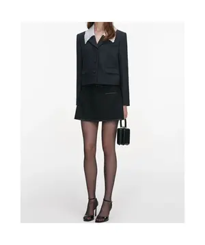 SELF-PORTRAIT Broderie Anglaise Collar Cropped Blazer