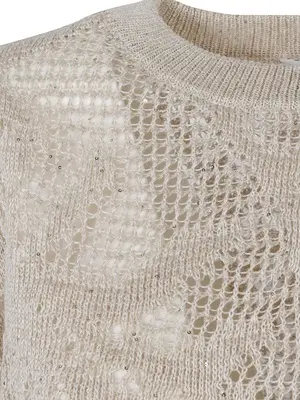 Brunello Cucinelli Dazzling Water Lilies Knit T-shirt - Nude