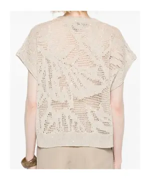 Brunello Cucinelli Dazzling Water Lilies Knit T-shirt - Nude
