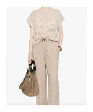 Brunello Cucinelli Dazzling Water Lilies Knit T-shirt - Nude