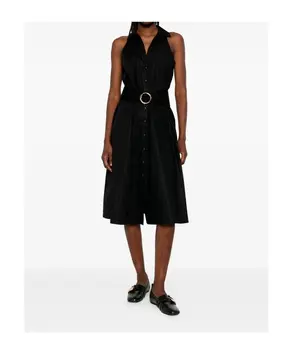 TWINSET Sleeveless V-neck Belted Dress With Matching Hardware