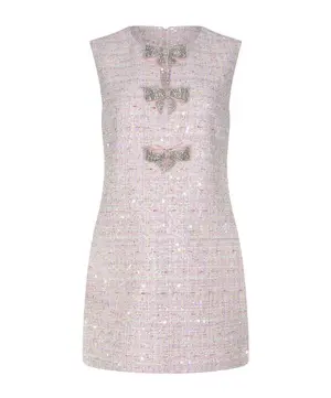 SELF-PORTRAIT Sequined Bouclé Mini Dress - Pink