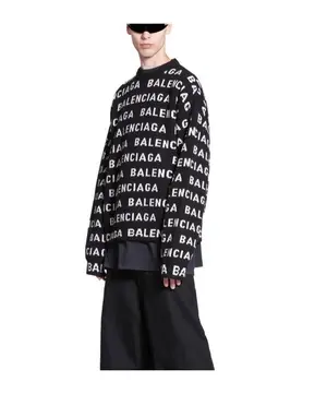 Balenciaga Allover Logo Intarsia Knitted Jumper