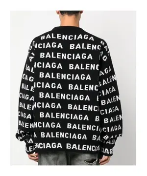 Balenciaga Allover Logo Intarsia Knitted Jumper
