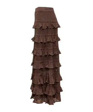 Zimmermann Ruffled Knitted Long Skirt - Brown