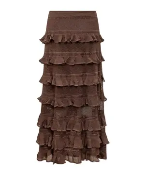 Zimmermann Ruffled Knitted Long Skirt - Brown