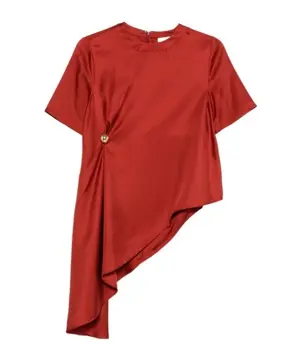 Loulou De Saison Asymmetric Twill Top - Red