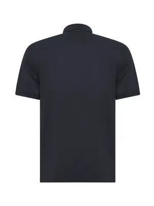Zegna Ribbed Knit Polo Shirt - Black