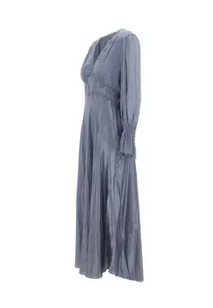 Rixo Arlena Embroidered V-neck Midi Dress - Gray