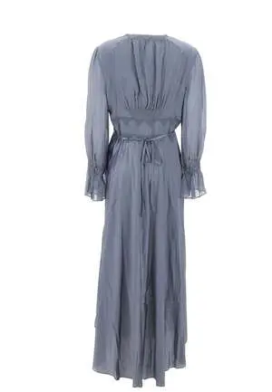 Rixo Arlena Embroidered V-neck Midi Dress - Gray