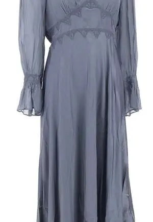 Rixo Arlena Embroidered V-neck Midi Dress - Gray
