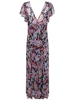 Rixo V-neck Paisley Print Midi Dress - Multicolor