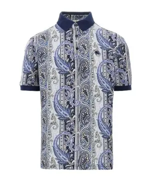 Etro Paisley Motif Short-sleeved Polo Shirt - Gray