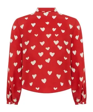 R13 Ruffled Heart Print Shirt