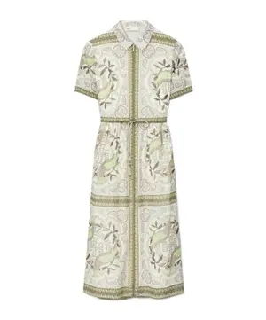 Tory Burch Printed Silk Cotton Midi Dress - Mint Cockatoo