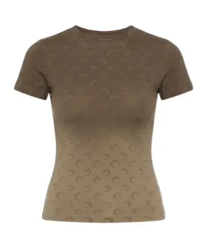 MARINE SERRE Faded Moon Baby Fit T-shirt - Brown