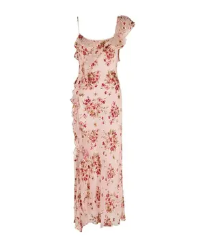 Rixo Floral Printed Asymmetrical Strap Maxi Dress - No