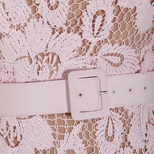 SELF-PORTRAIT Crochet Lace Belted Midi Dress