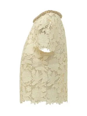 SELF-PORTRAIT Embellished Floral Lace Top