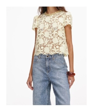 SELF-PORTRAIT Embellished Floral Lace Top