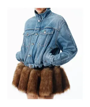 Alexander Wang Denim Track Jacket With Logo Panels