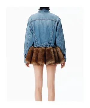 Alexander Wang Denim Track Jacket With Logo Panels