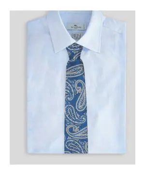 Etro Silk Paisley Jacquard Neck Tie - Light Blue
