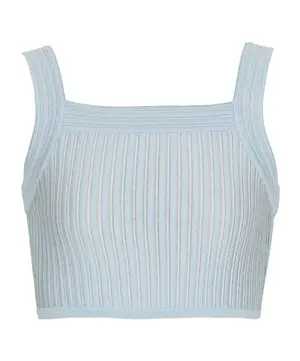 Balmain Textured Knit Cropped Top - Blue