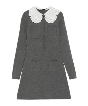 SELF-PORTRAIT Knitted Dress With Contrast Collar