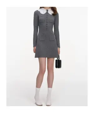 SELF-PORTRAIT Knitted Dress With Contrast Collar