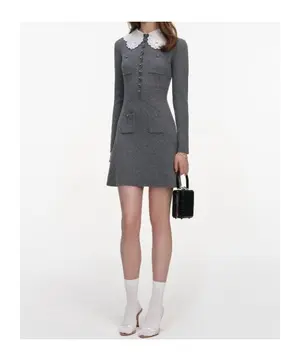 SELF-PORTRAIT Knitted Dress With Contrast Collar