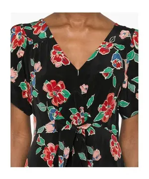 Rixo Printed V-neck Short Sleeve Maxi Dress