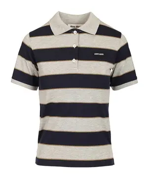 Miu Miu Short-sleeved Striped Polo Shirt