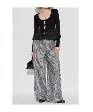 GANNI Printed Wide-leg Trousers