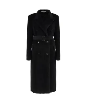 Tagliatore Double Breasted Faux Fur Coat - Black