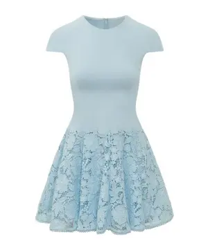 SELF-PORTRAIT Lace Panel Mini Dress - Blue