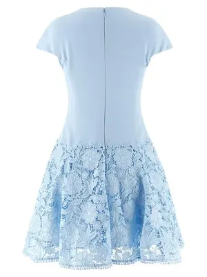 SELF-PORTRAIT Lace Panel Mini Dress - Blue