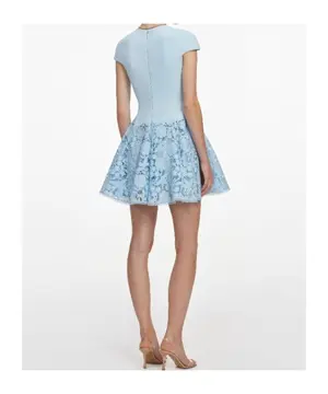 SELF-PORTRAIT Lace Panel Mini Dress - Blue