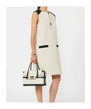 Max Mara Sleeveless Zip Up Mini Dress With Fringed Passementerie - Beige