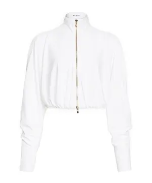 Alaïa High-neck Zip-up Jacket With Pleated Hem