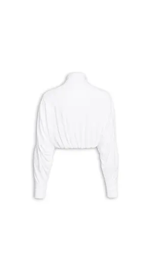 Alaïa High-neck Zip-up Jacket With Pleated Hem
